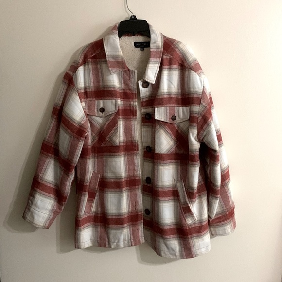 Love Tree | Jackets & Coats | Love Tree Xl Red White Shacket | Poshmark